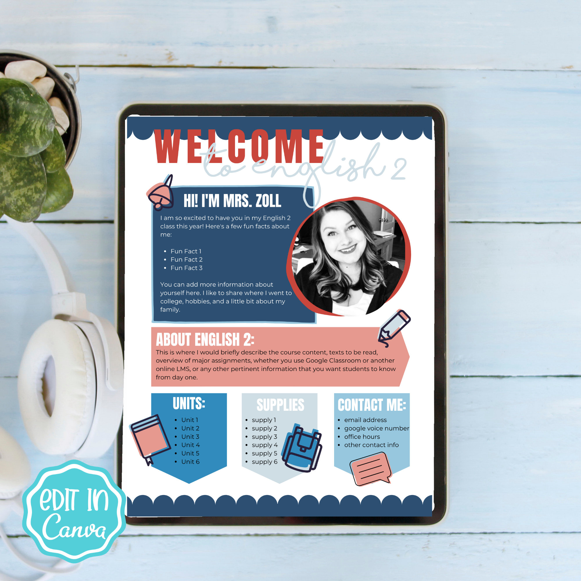 EDITABLE Welcome to Class Template | Syllabus Template | Back to School ...