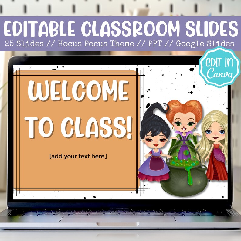 EDITABLE Classroom Slides Template Hocus Pocus Teacher Resources Canva ...