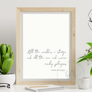 All the World's a Stage Printable Wall Art | William Shakespeare Quote ...