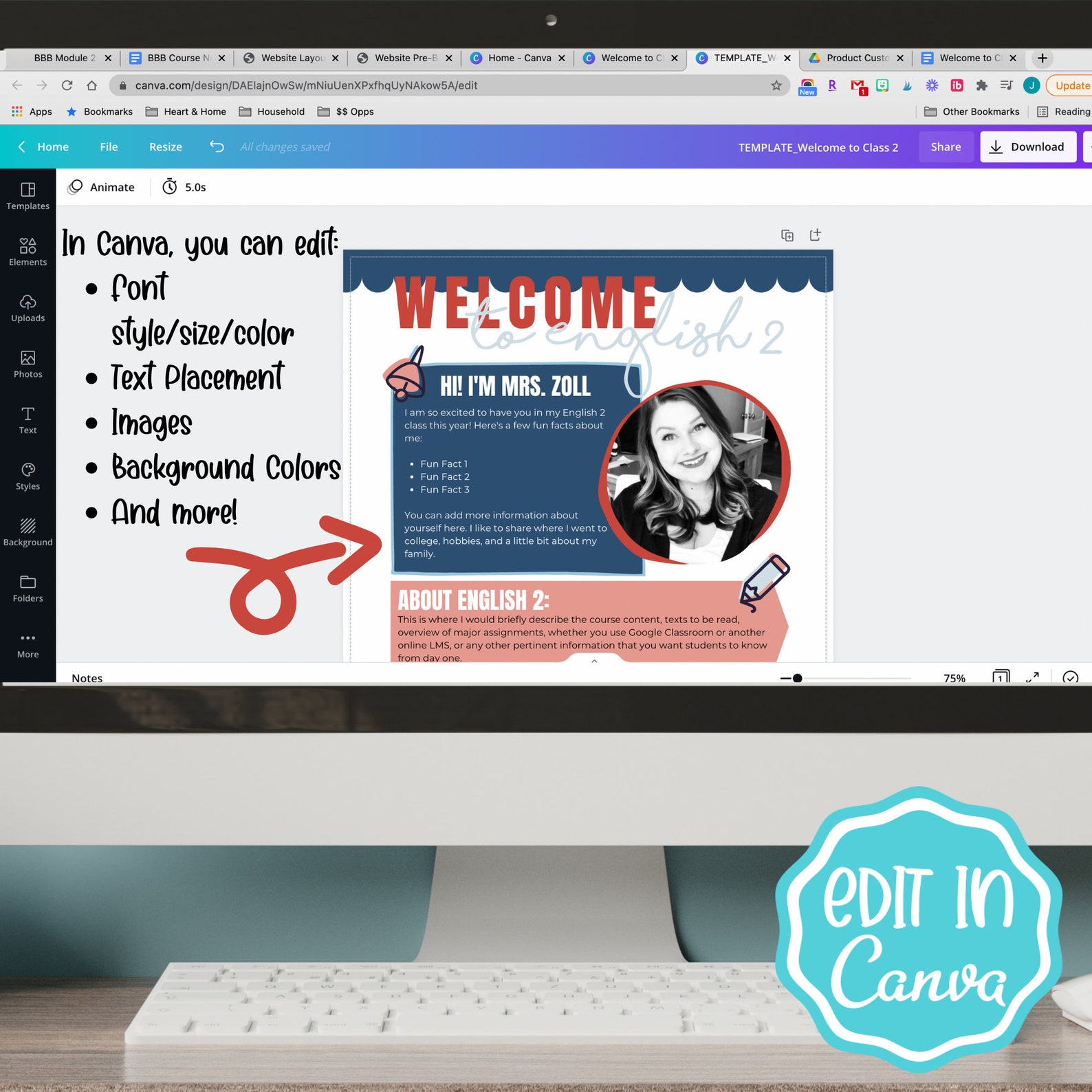 EDITABLE Welcome to Class Template Syllabus Template Back to School ...