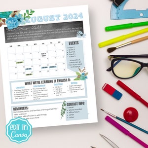 EDITABLE Class Newsletter Template August 2024 | Monthly Class ...