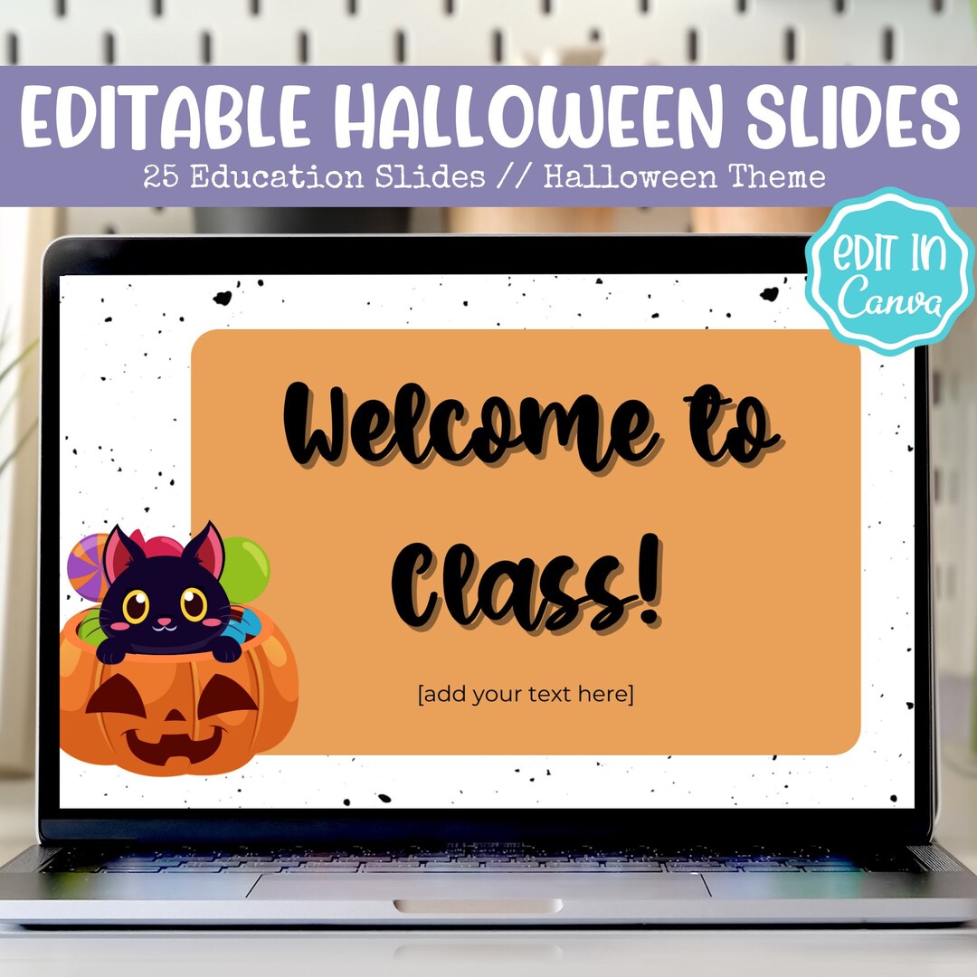 EDITABLE Halloween Kitty Slides Template | Classroom Slides | Teacher ...