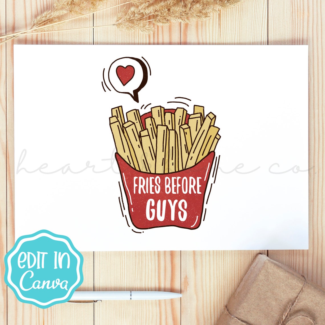 Funny Valentines Day Card for Her Fries Before Guys Galentines Day Gift ...