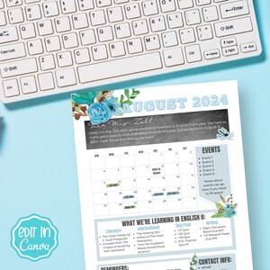 EDITABLE Class Newsletter Template August 2024 | Monthly Class ...