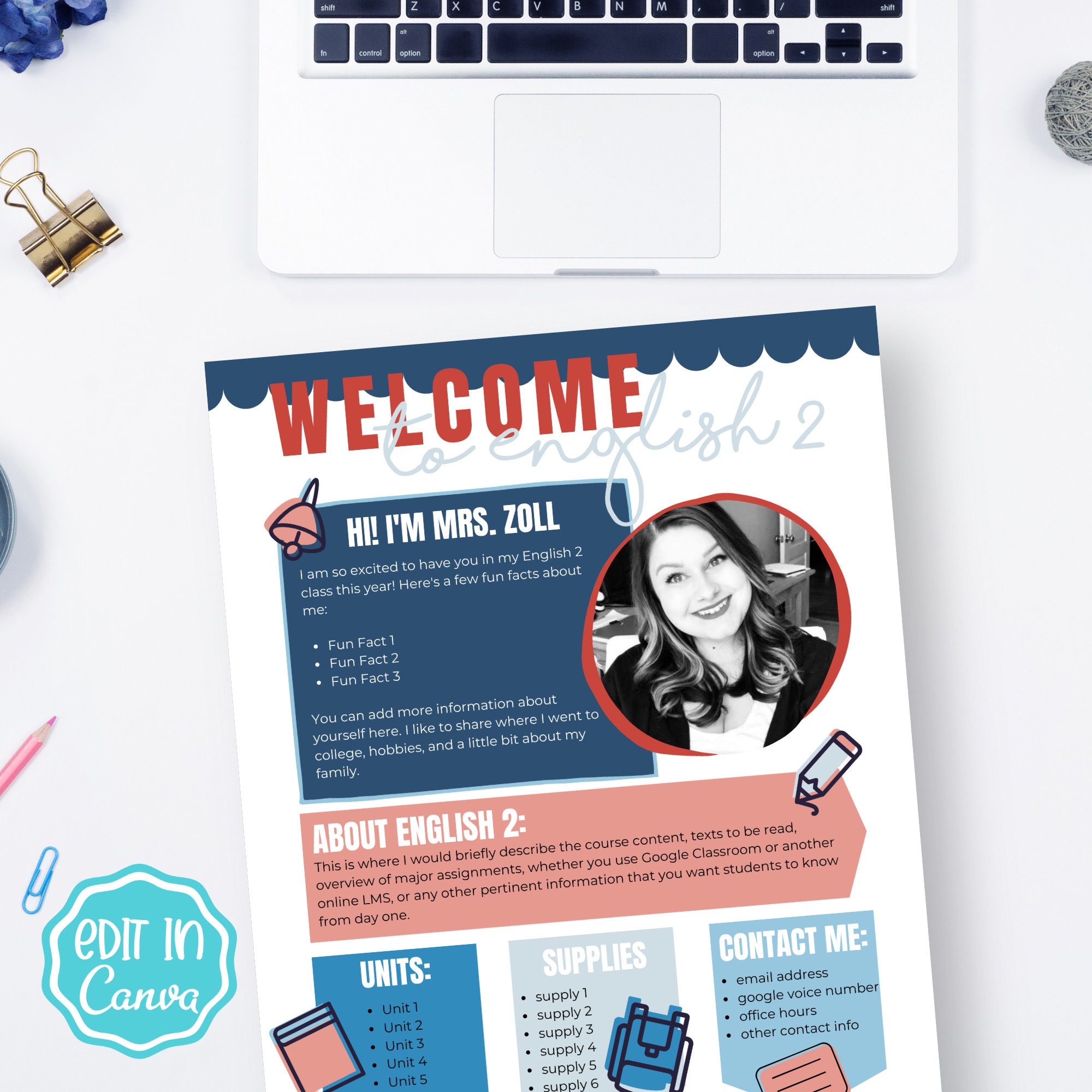 EDITABLE Welcome to Class Template Syllabus Template Back to School ...