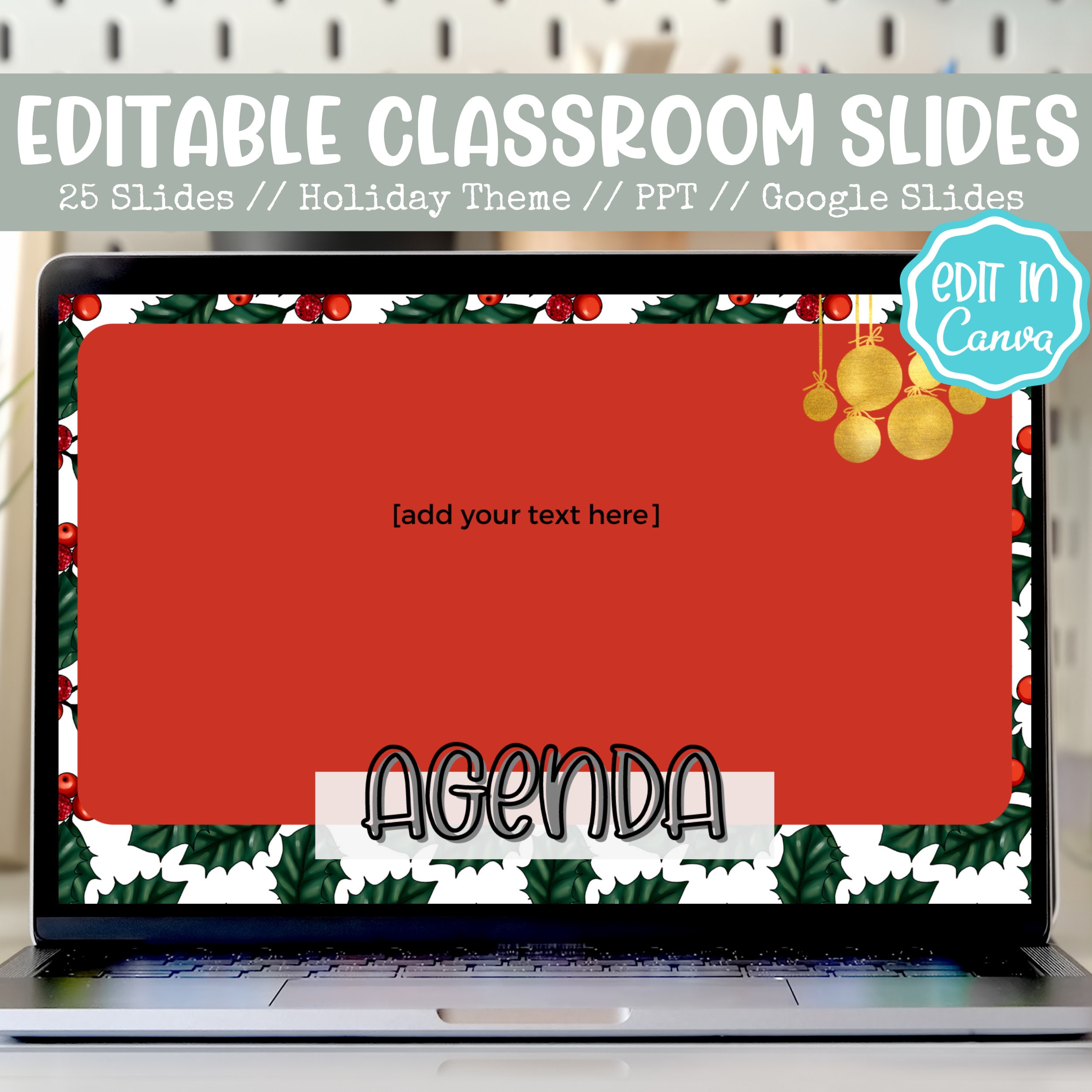 EDITABLE Classroom Slides Template Christmas Powerpoint Template ...
