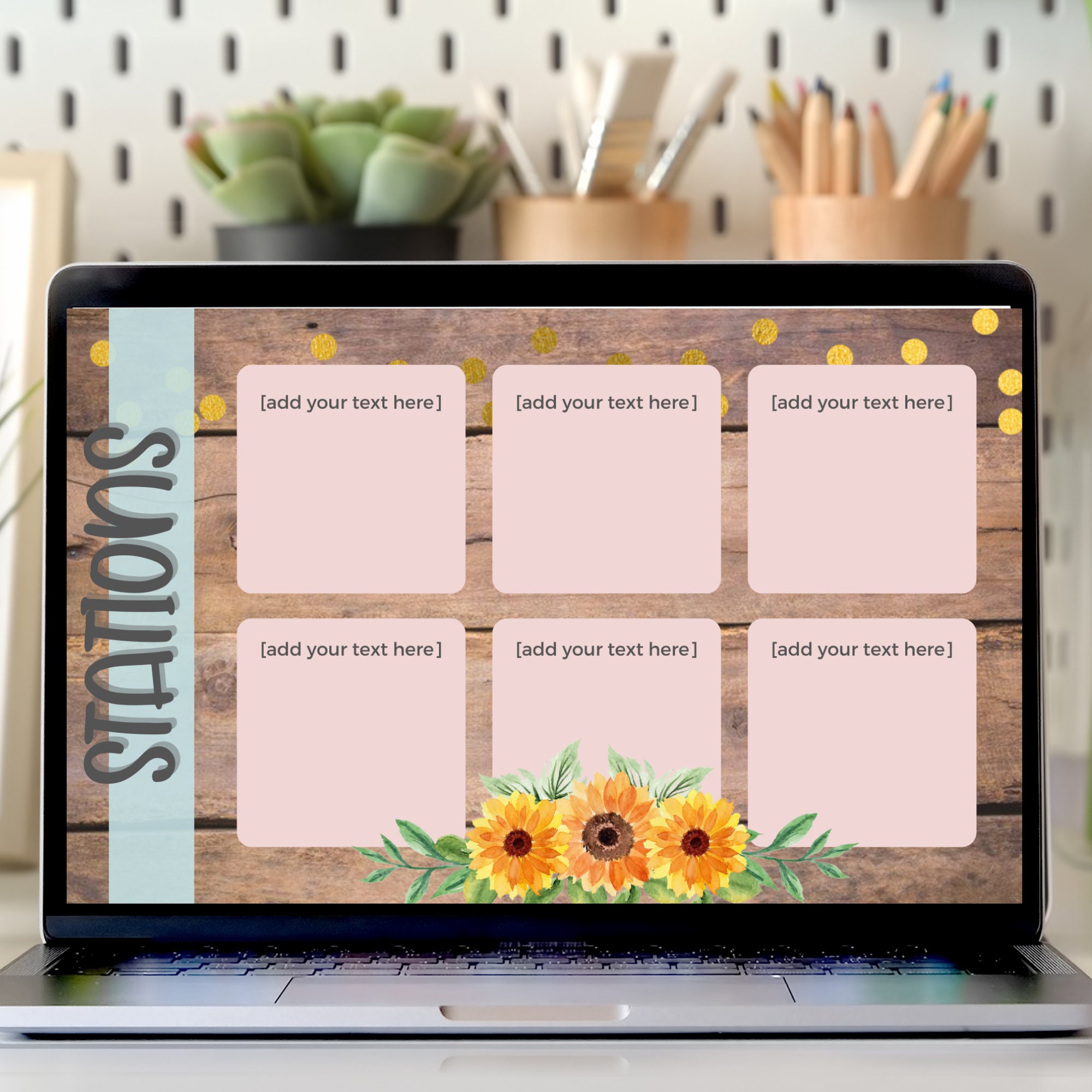 EDITABLE Slides Template Rustic Sunflower Elearning Teacher Resources ...