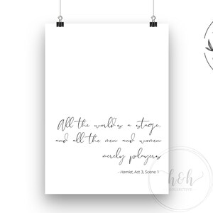 All the World's a Stage Printable Wall Art | William Shakespeare Quote ...