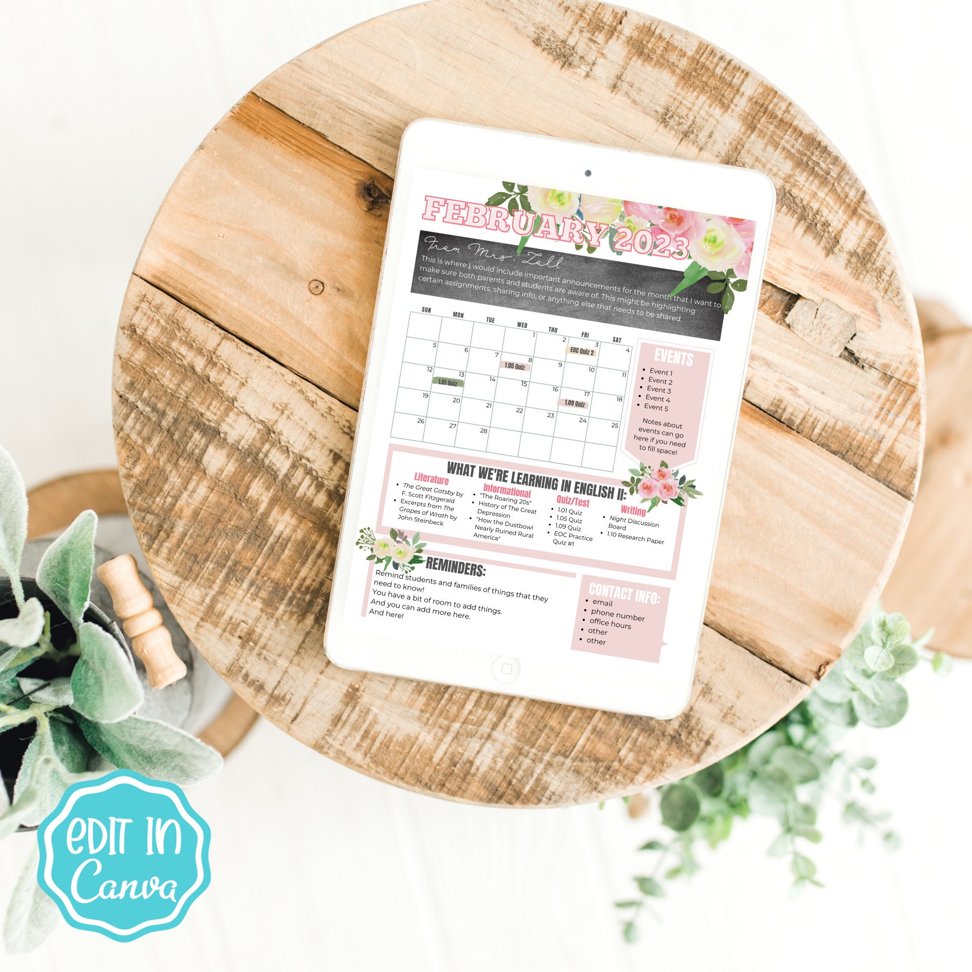 EDITABLE Class Newsletter Template February 2023 Monthly - Etsy