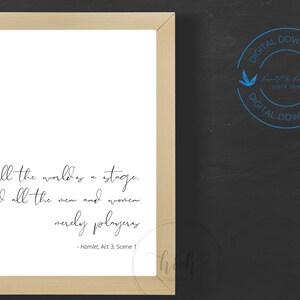 All the World's a Stage Printable Wall Art | William Shakespeare Quote ...