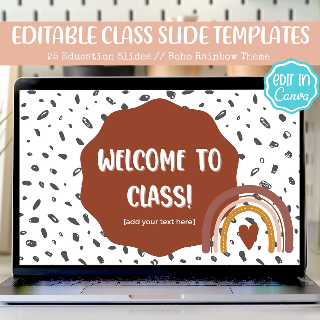 Editable Boho Classroom Slides | Canva Template for Teachers | Daily ...