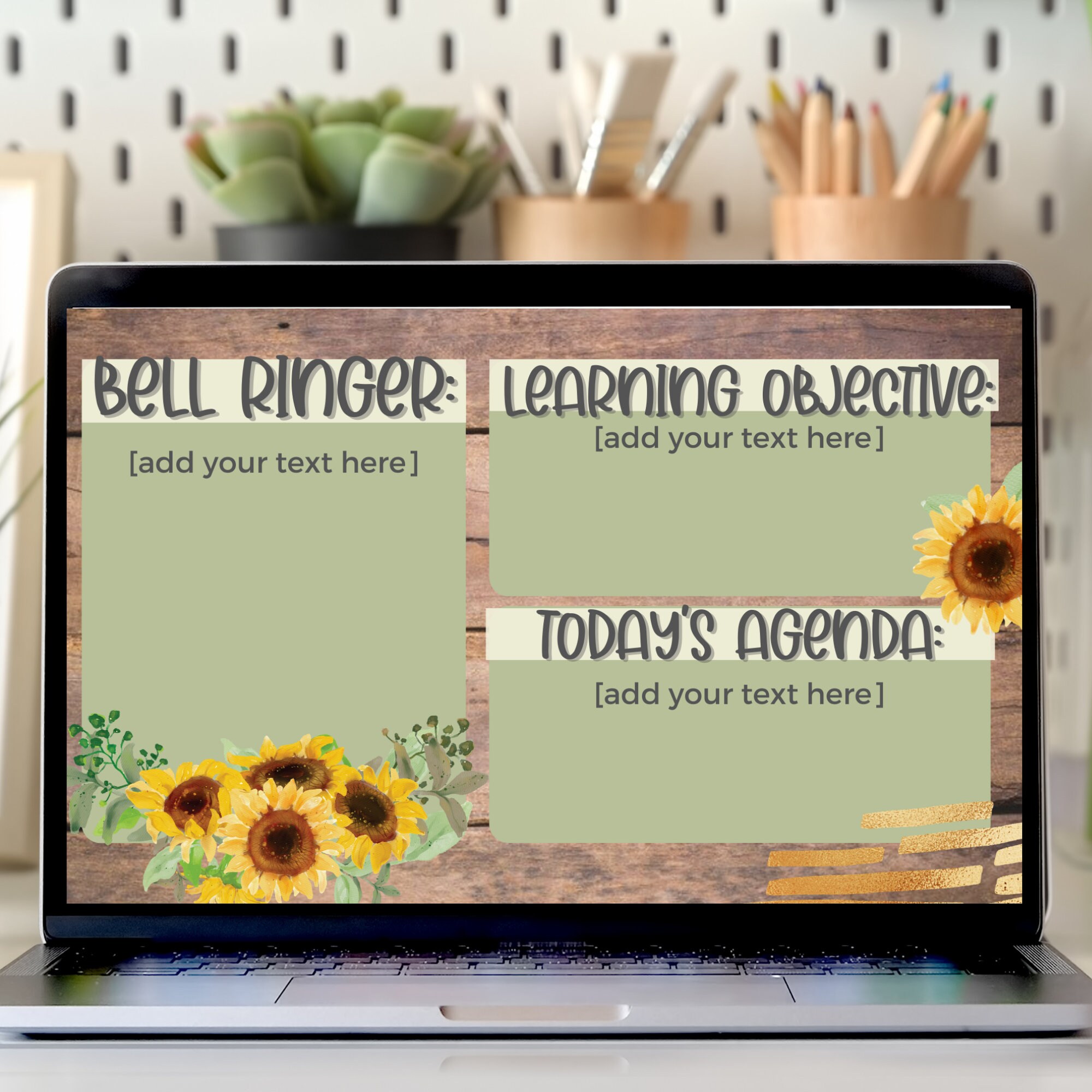 EDITABLE Slides Template | Rustic Sunflower | Elearning | Teacher ...