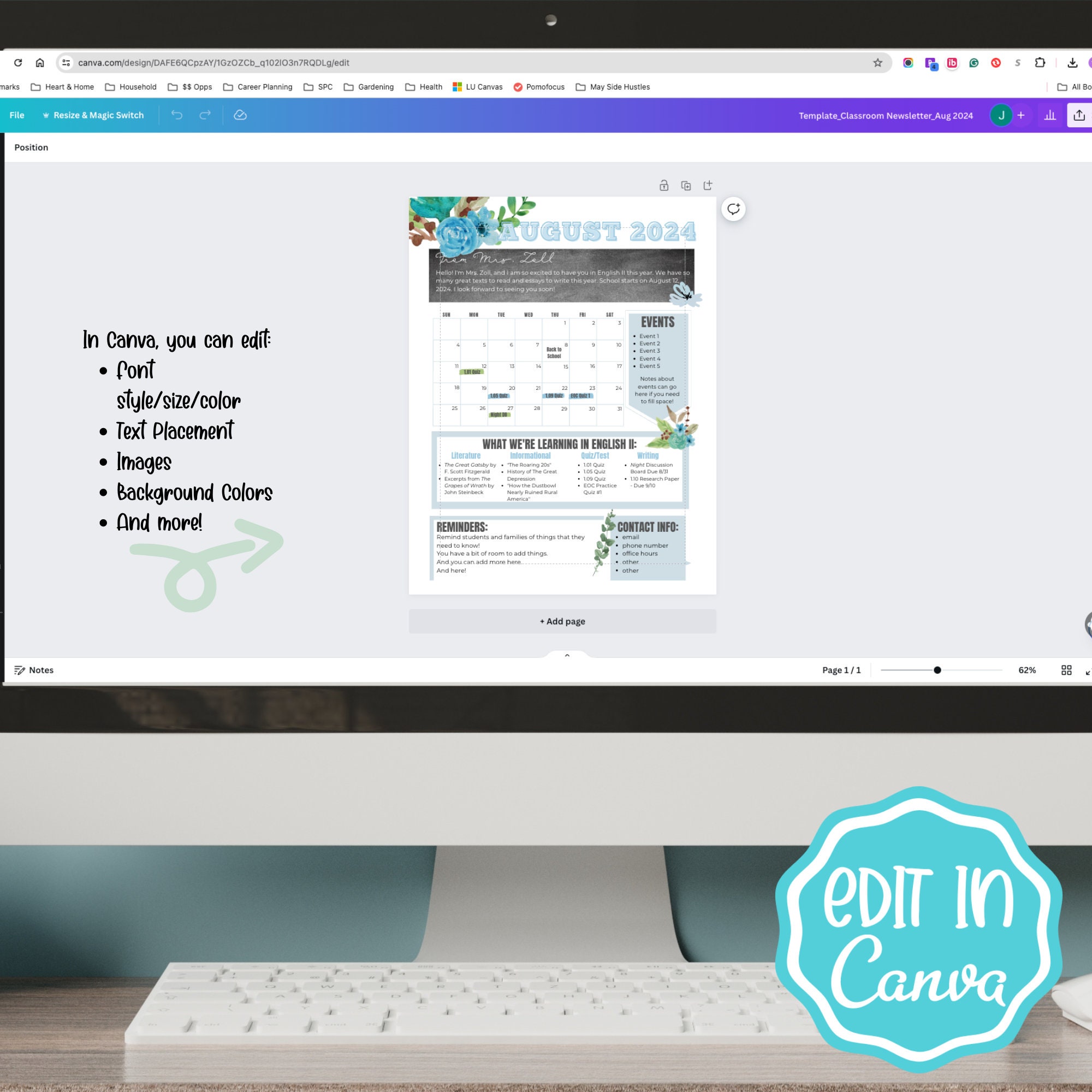 EDITABLE 2024-2025 Classroom Newsletter Template Bundle Back to School ...