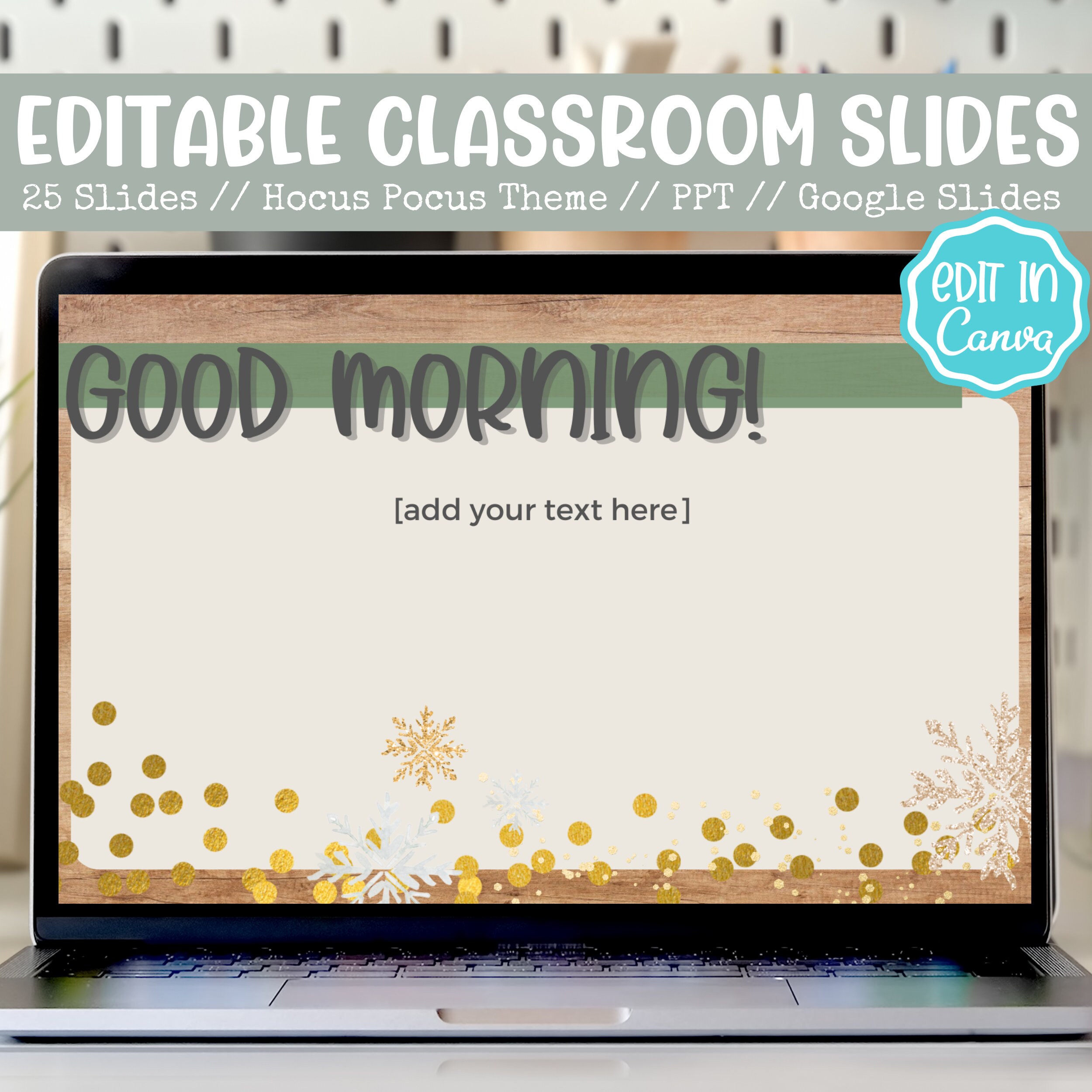 EDITABLE Classroom Slides Template | Winter Slides | Christmas ...