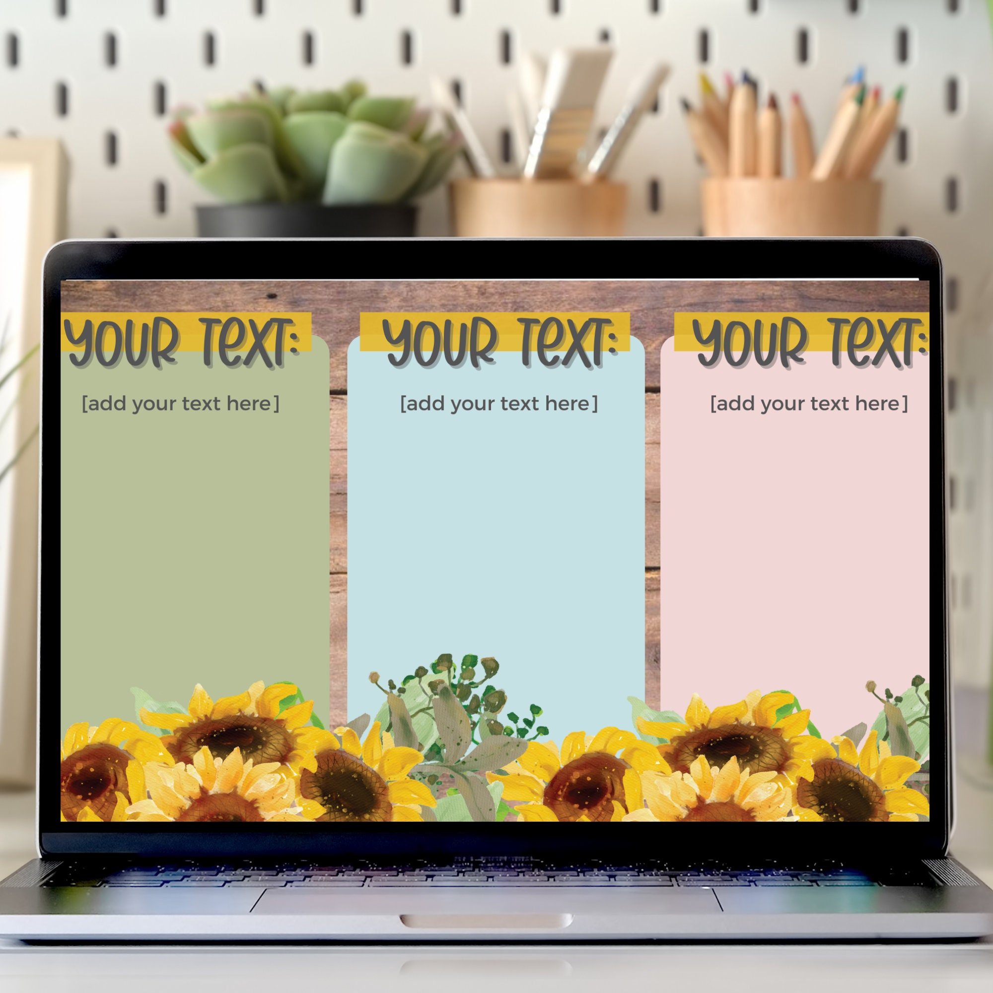 EDITABLE Slides Template Rustic Sunflower Elearning - Etsy