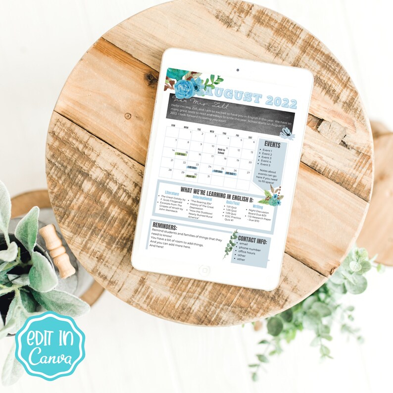 EDITABLE Class Newsletter Template August 2022 Monthly Class - Etsy