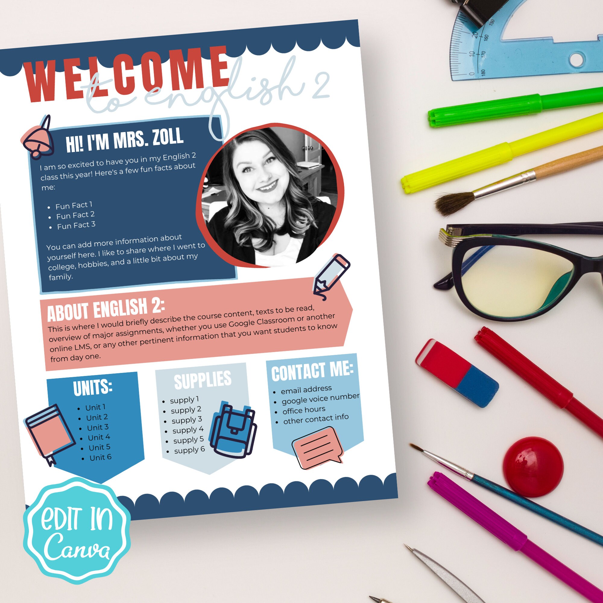 EDITABLE Welcome to Class Template Syllabus Template Back to School ...