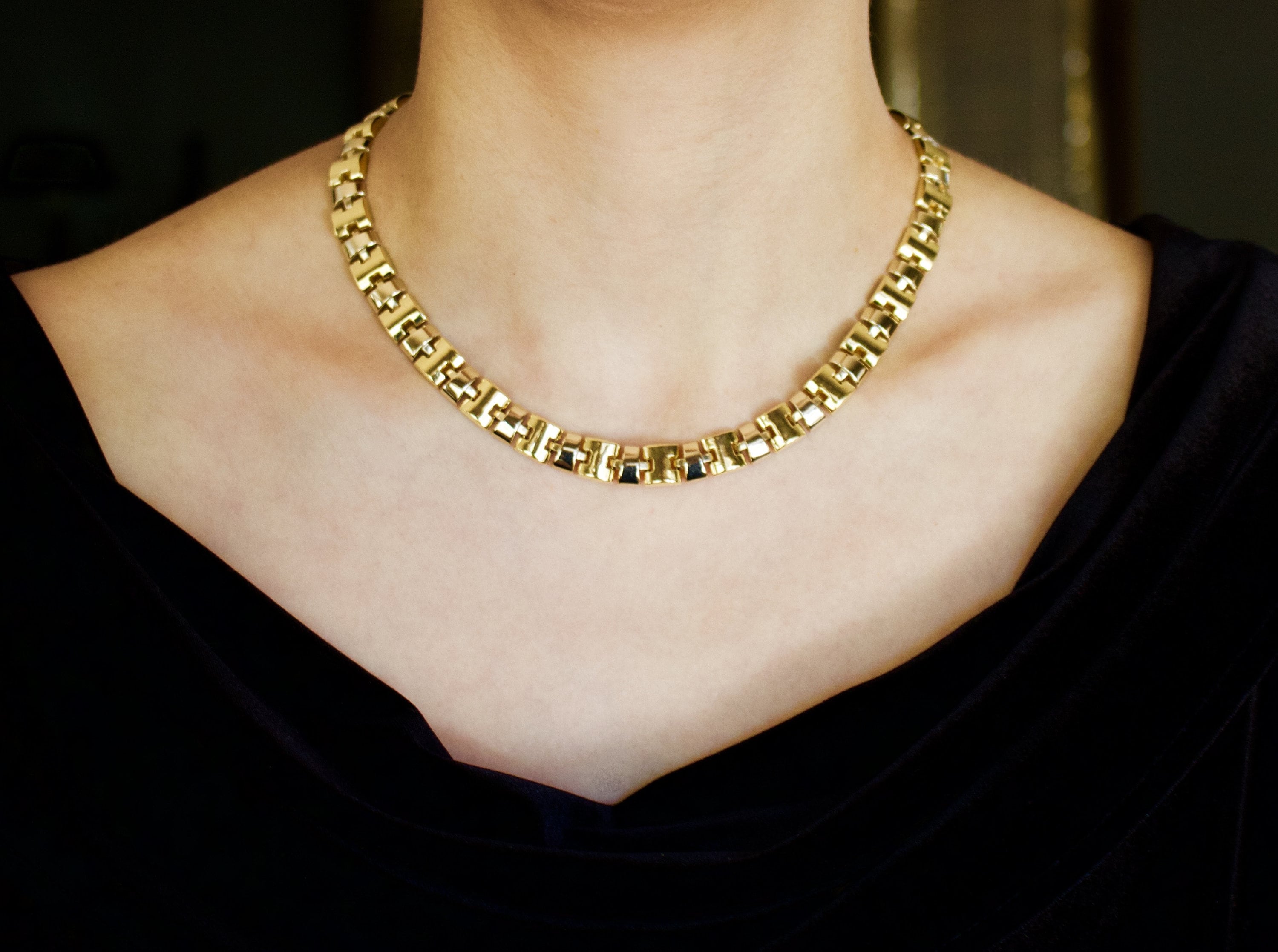 18k Italian Gold. Stunning 18k Solid Italian Gold Chain Links Necklace ...