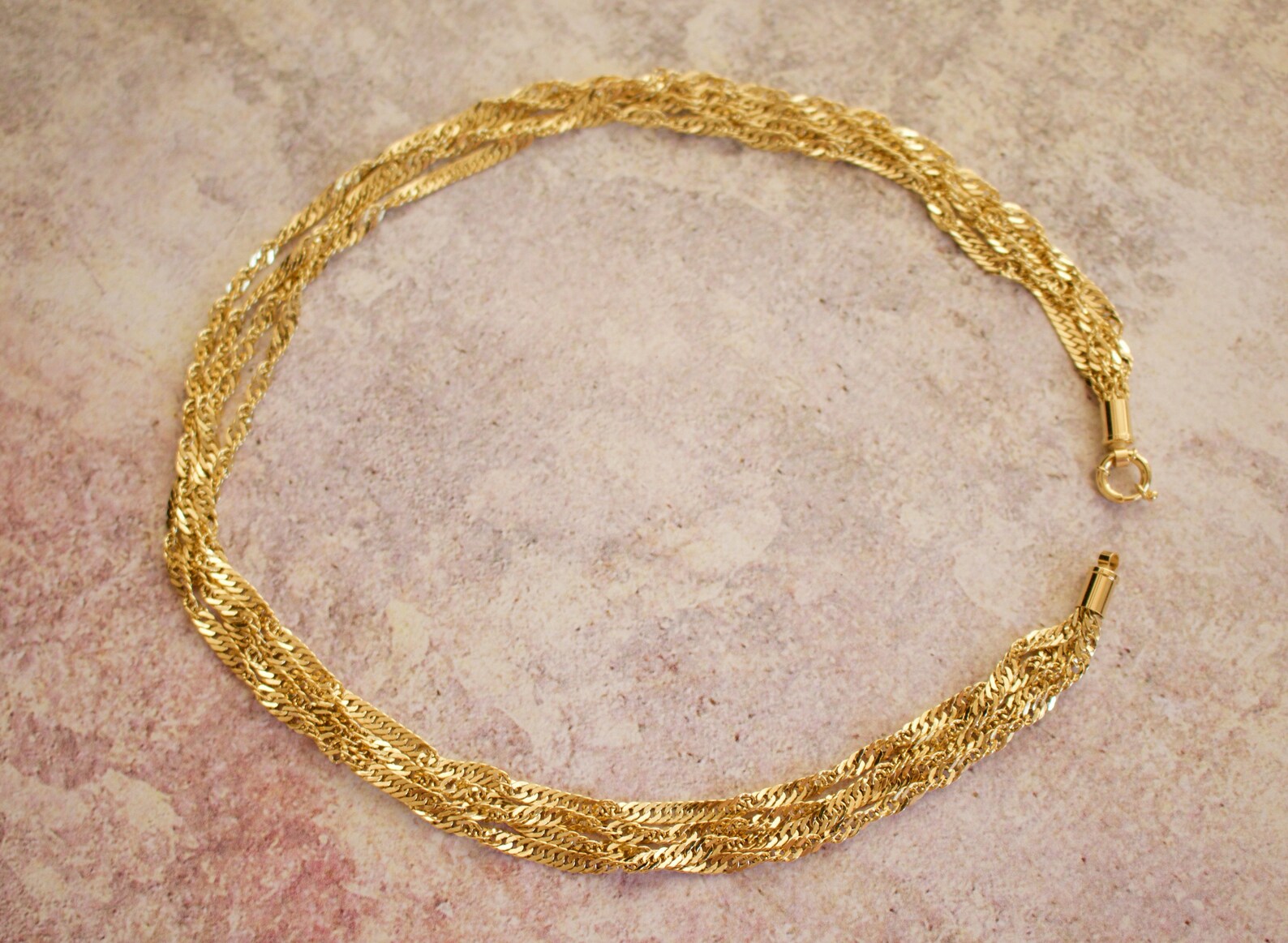 18K Italian Gold. Stunning 4 Strands of Solid 18k Italian Gold Chain ...