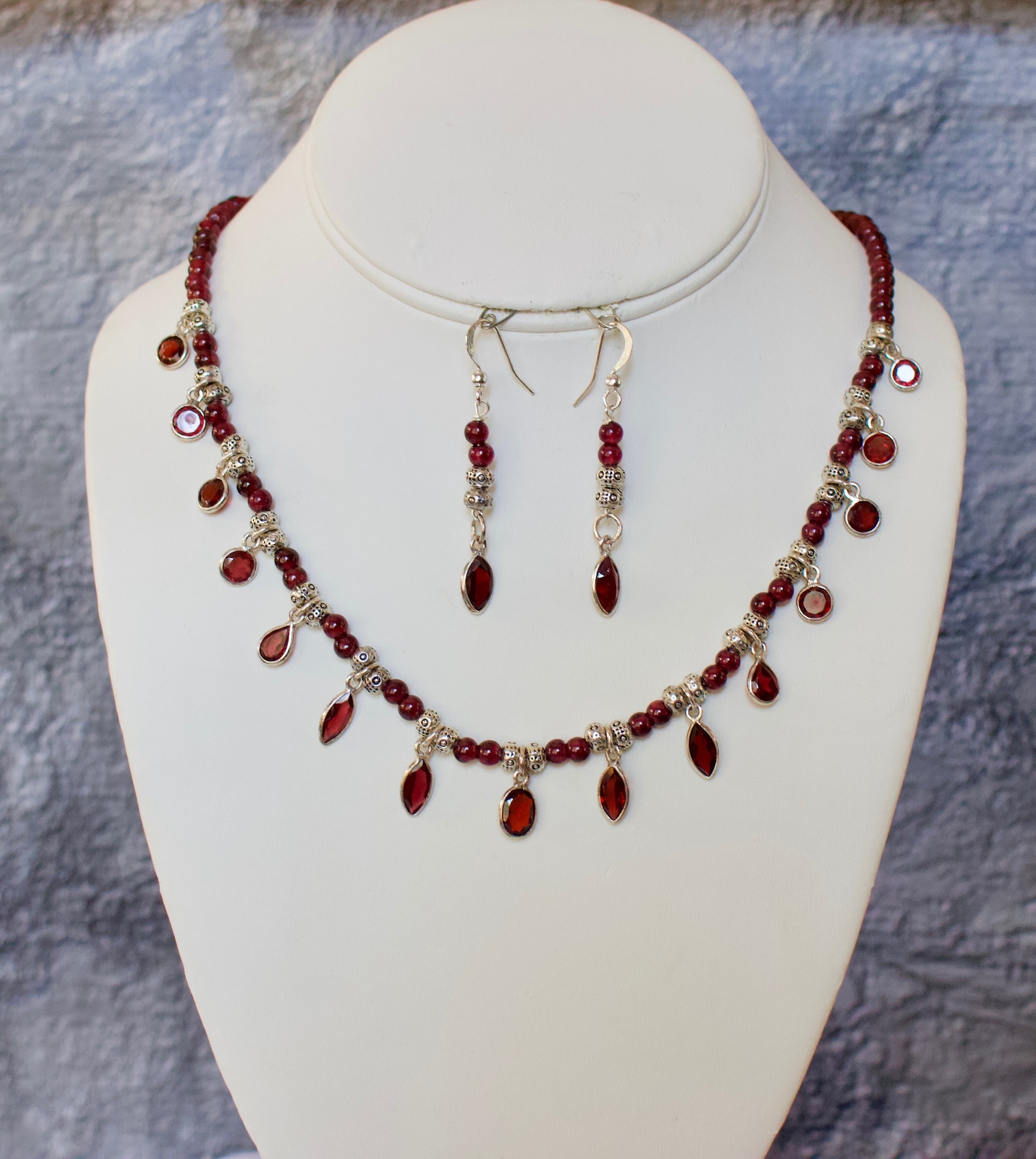 Beautiful Handmade Genuine Garnet Necklace and Sterling Silver With ...