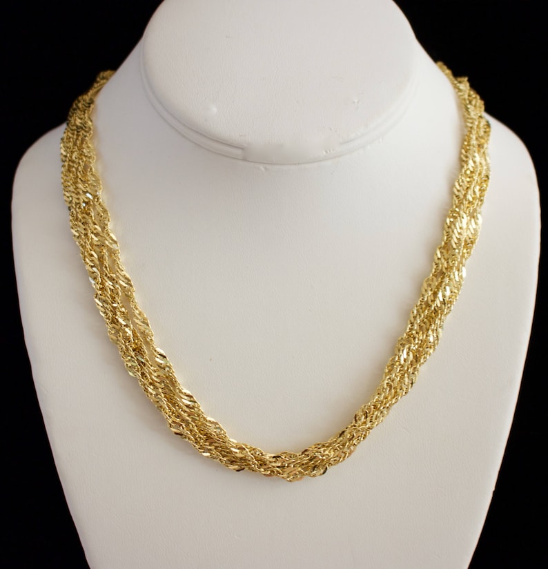 18K Italian Gold. Stunning 4 Strands of Solid 18k Italian Gold Chain ...