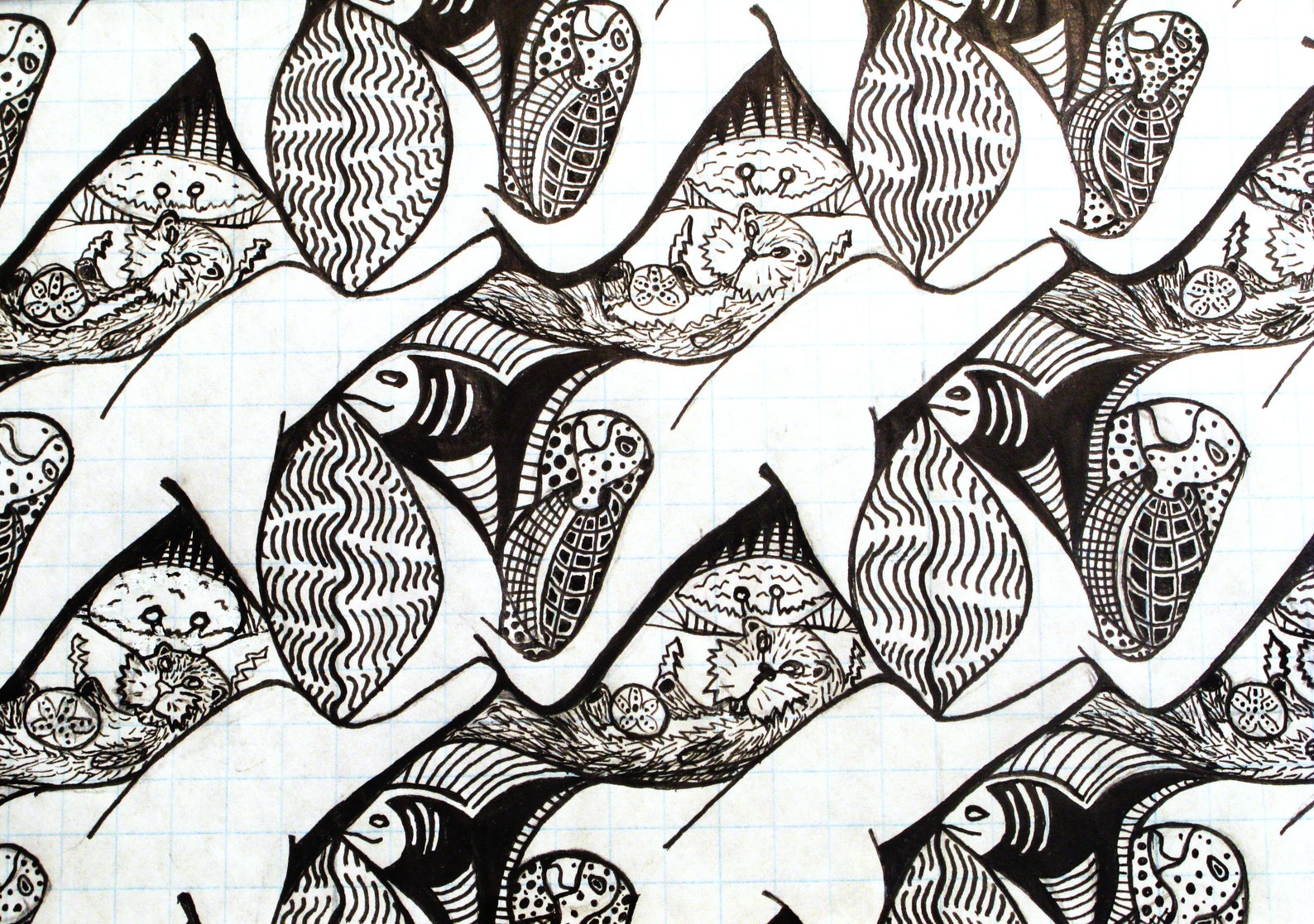 Repeat Pattern Drawing / Ocean Creatures / Marine Life / Ink | Etsy