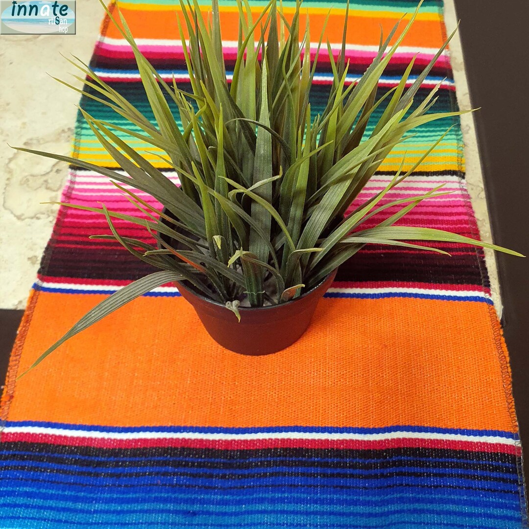 Authentic Orange Serape Table Runner: 7ft Woven Mexican Decor - Etsy