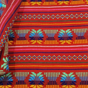 Mexican Ruby Red Woven, Fabric by Yard, Cambaya, Embroidered - Etsy
