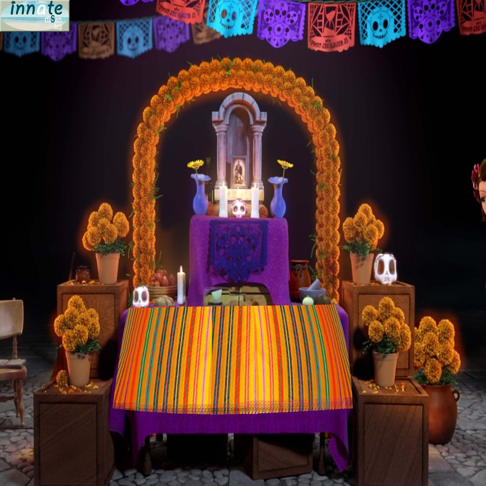 Ofrenda table runneraltardia muertosmantel ofrendaaltar | Etsy