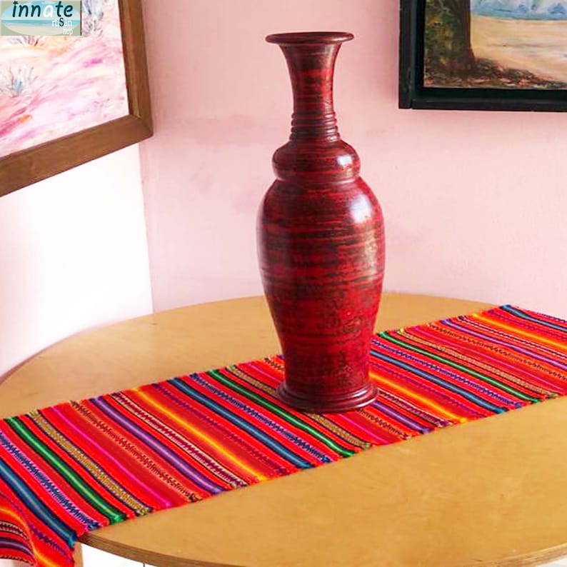 Ruby Red Andean Table Runner: Ethnic Woven Decor - Etsy