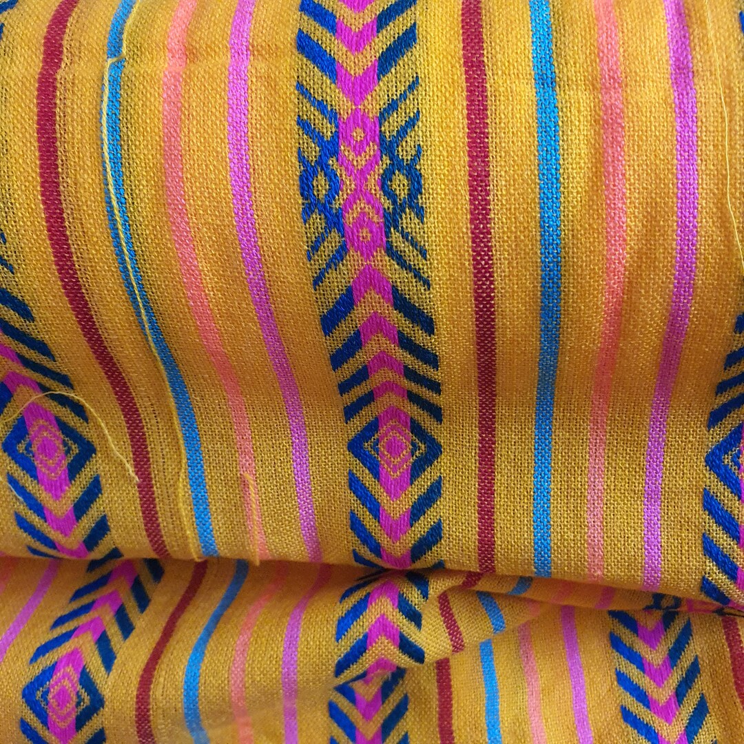 Mexican Fabric, Marigold Cambaya, Ethnic, Yellow, Marigold, Woven - Etsy