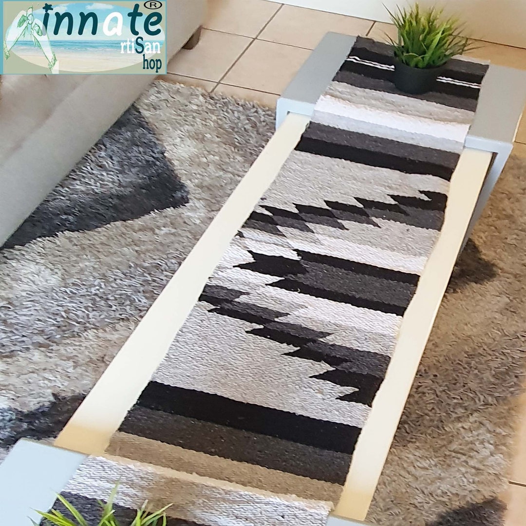 Aztec Table Runner: Black, White & Silver, Boho Farmhouse Style (7ft ...