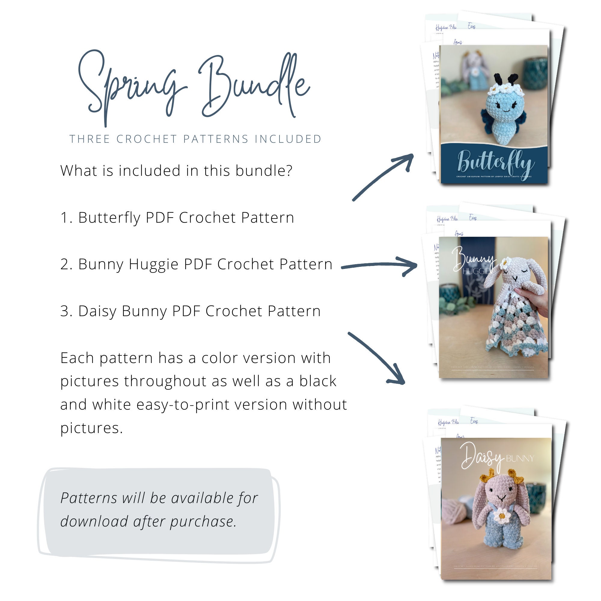 Crochet Butterfly Crochet Bunny Spring Crochet Bundle - Etsy