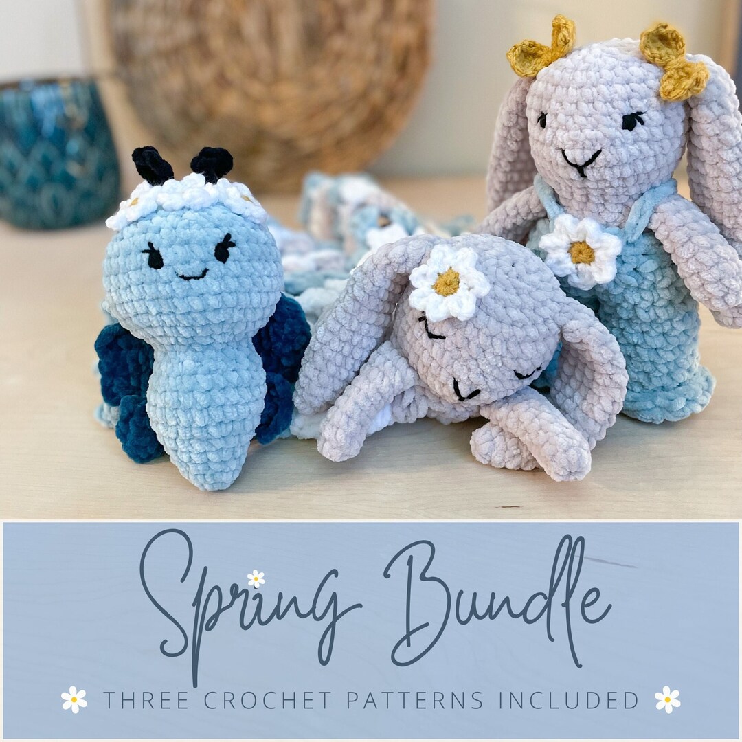 Crochet Butterfly, Crochet Bunny, Spring Crochet Bundle, Crochet ...