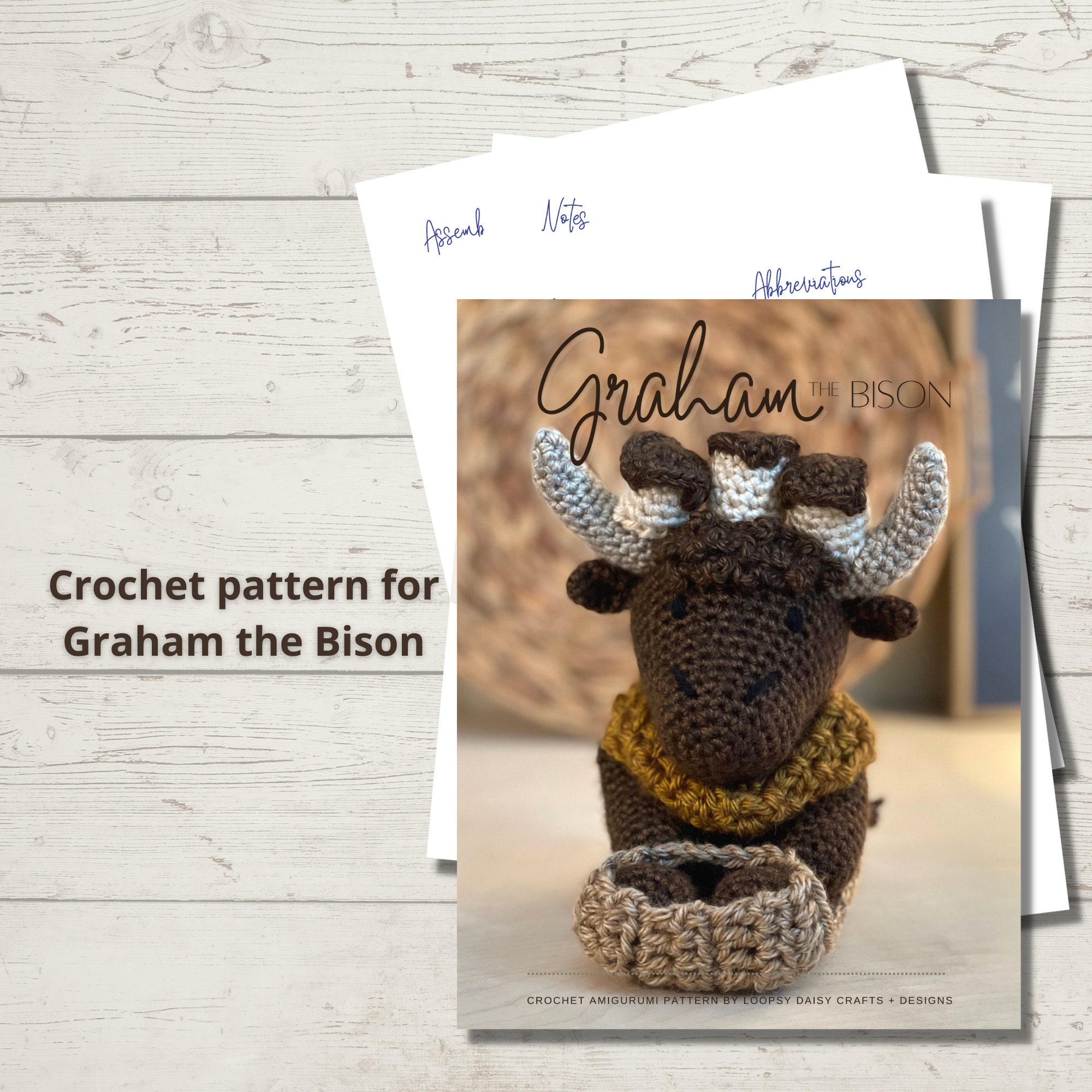 Bison Crochet Pattern | Amigurumi Buffalo Stuffed Animal (PDF Pattern ...