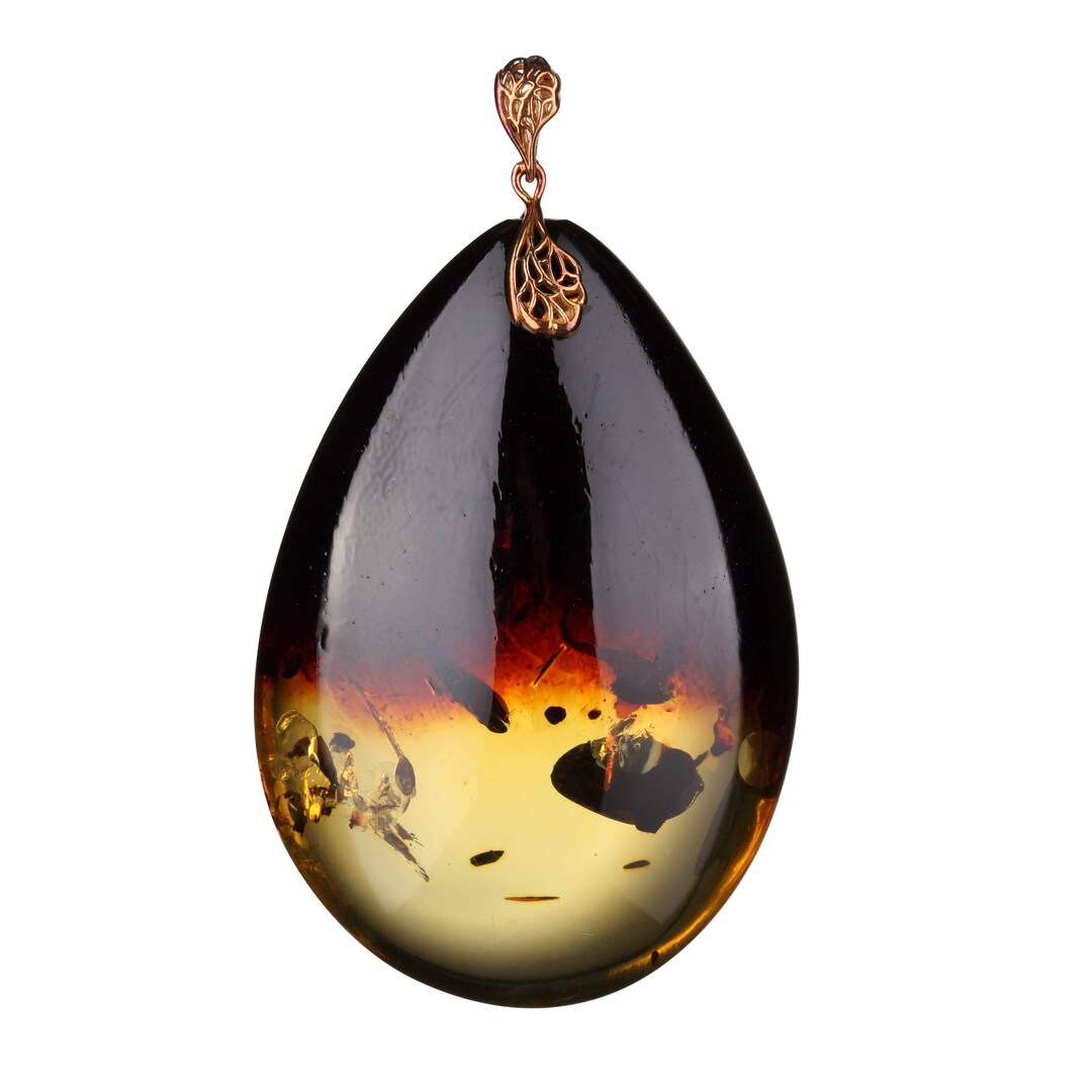 Amber Pendant Deep Red Amber Teardrop Pendant Gold Plated Silver Luxury ...