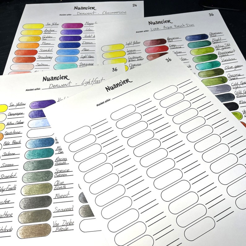 Color Chart to Fill Out Empty Swatch Chart - Etsy Australia