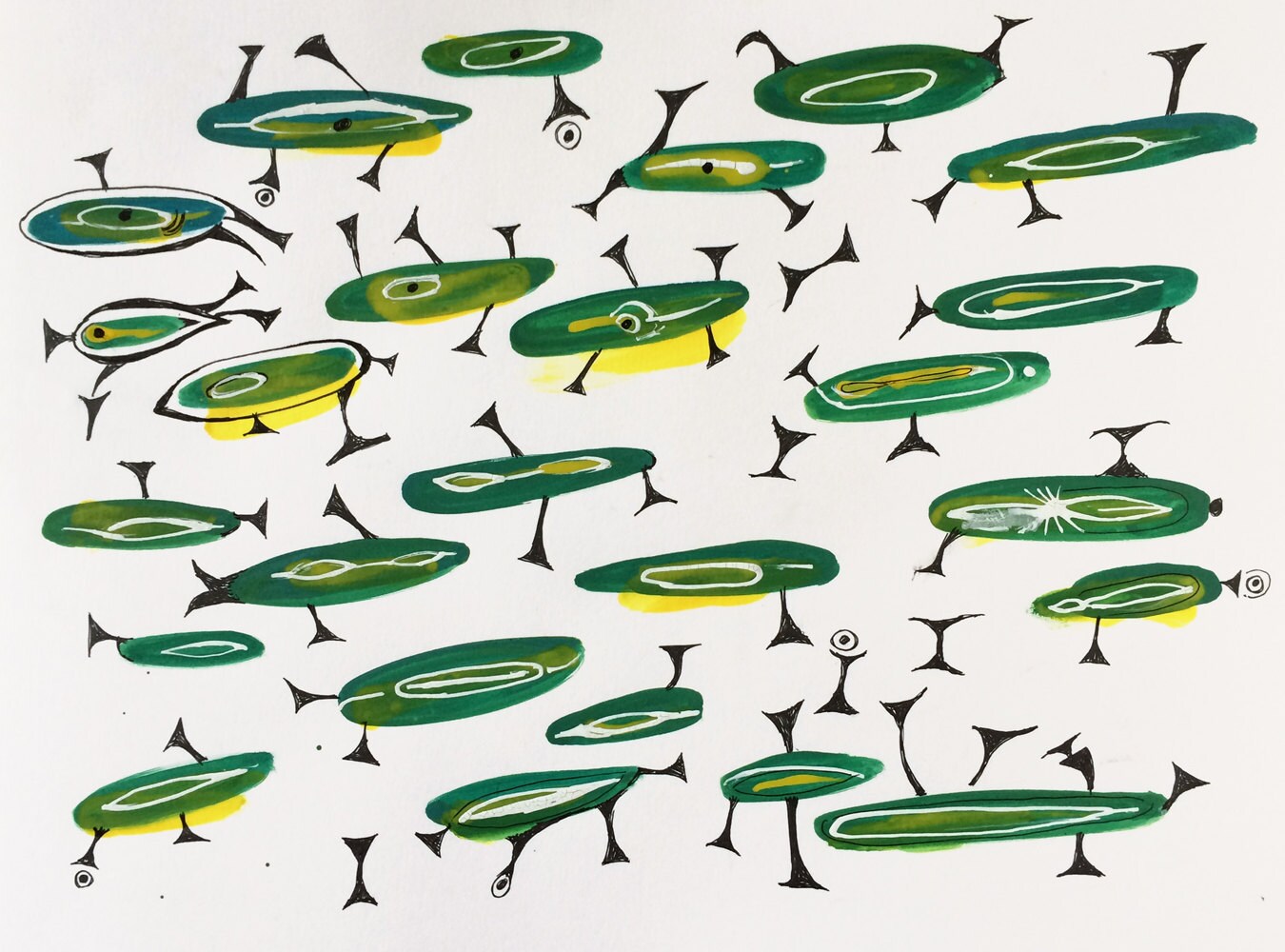 Lounge Lizards, Watercolor, Pen & Ink - Etsy