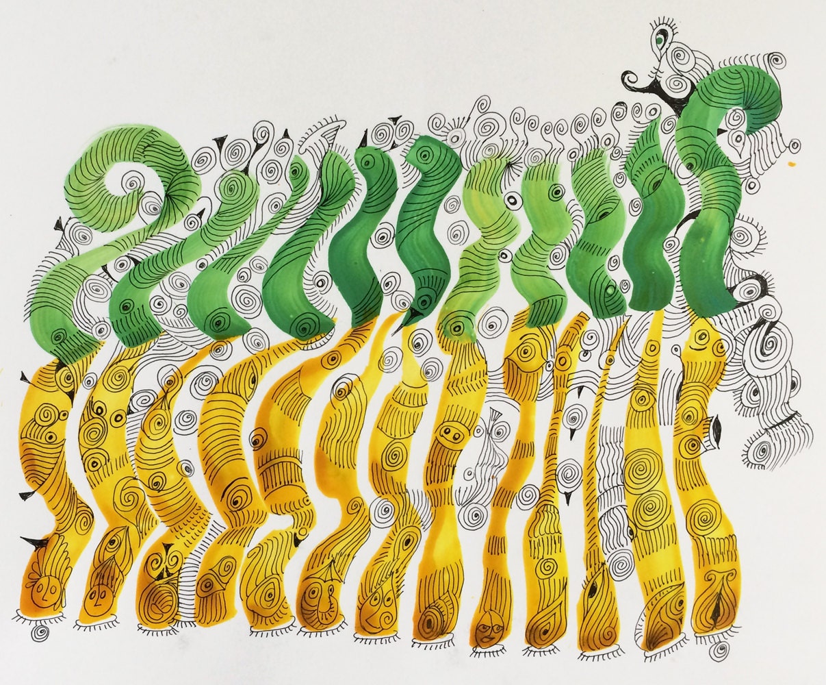 Trojan Horse Watercolor Pen & Ink - Etsy