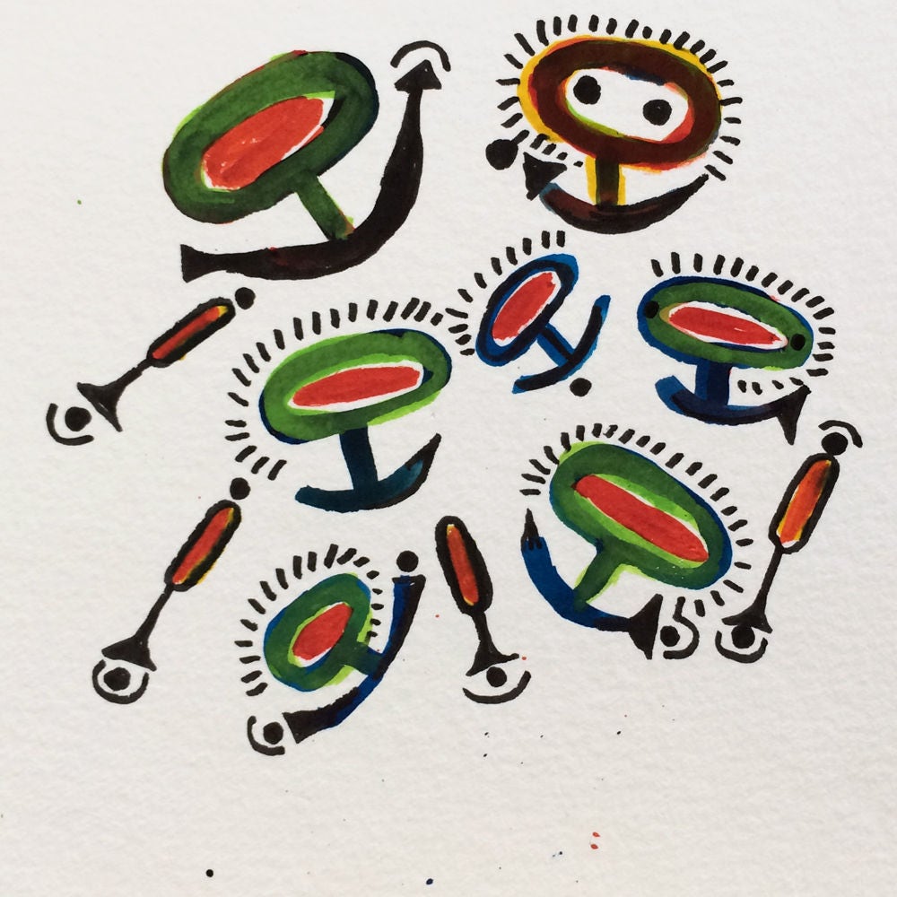 Flower Rock, Watercolor, Pen & Ink - Etsy