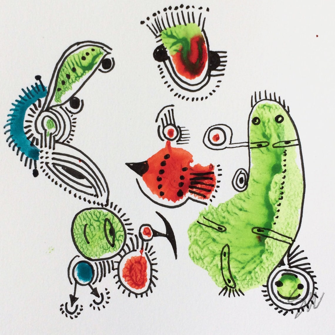 Pick-a-dilly Watercolor Pen & Ink - Etsy