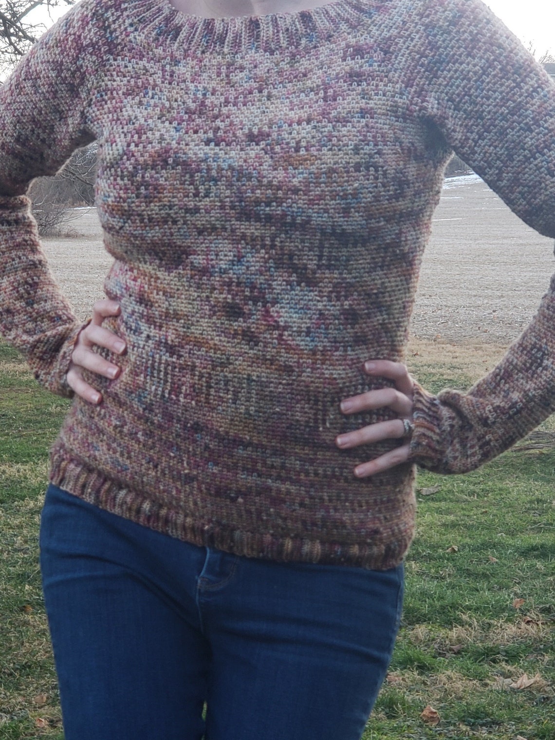 Crochet Moss Stitch Sweater Beginner Friendly Pattern - Etsy