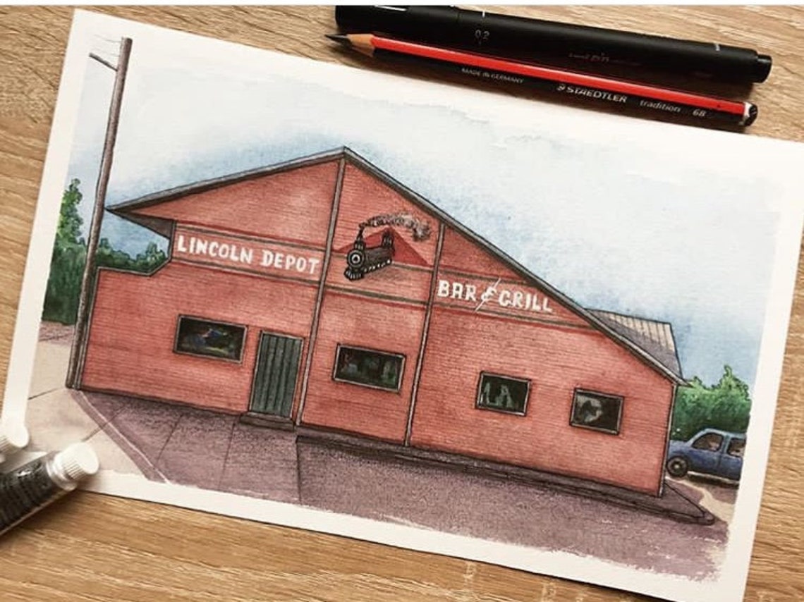 Custom Business Portrait, Watercolor Personalized Building Portrait ...