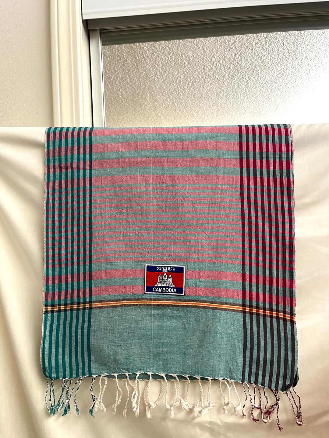 MHC 024 S, Scarf, Handwoven 100% Cotton Scarf With Hand-dyed, Cambodian ...