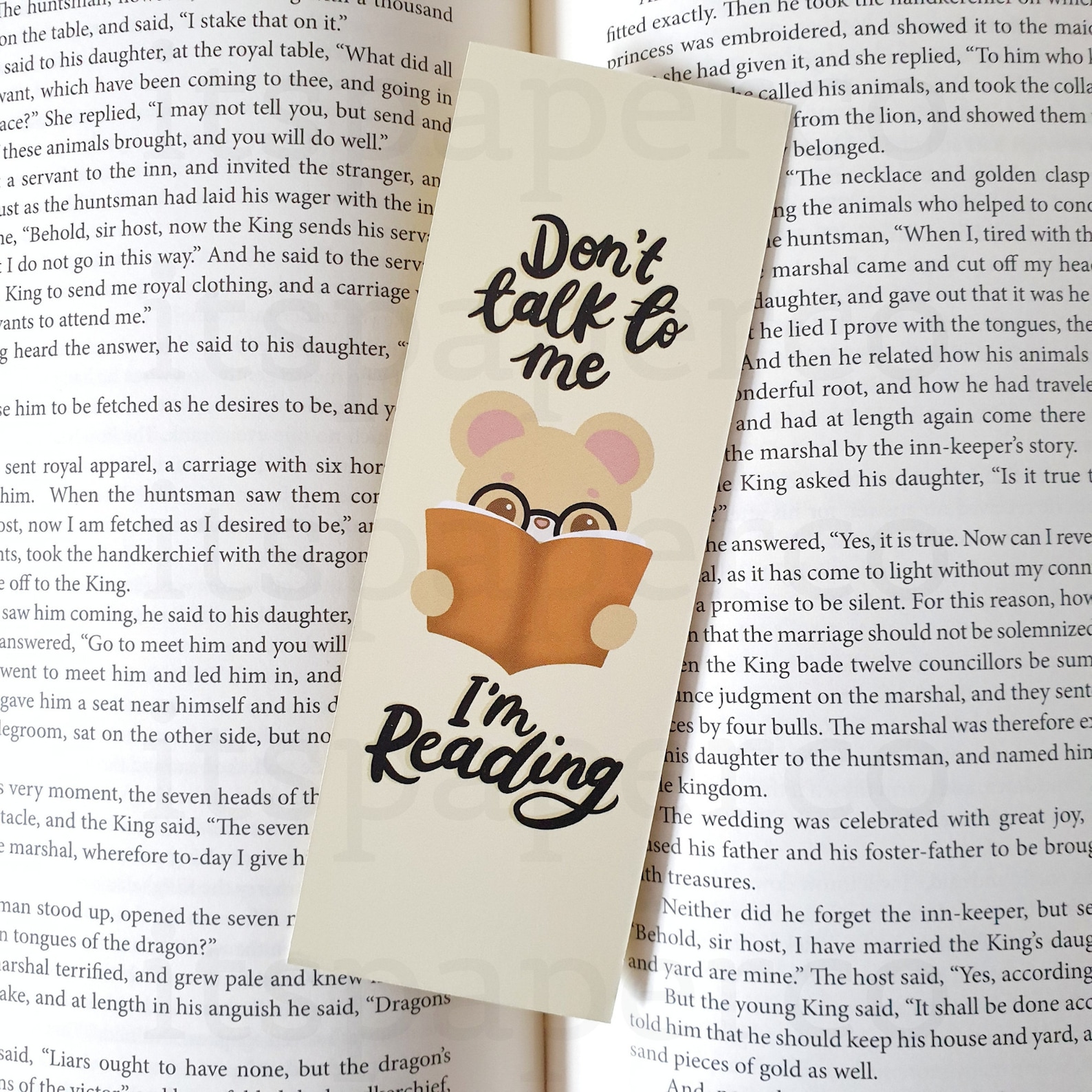 Dont Talk To Me Im Reading Bookmark Mignon Ours Bookmark - Etsy France