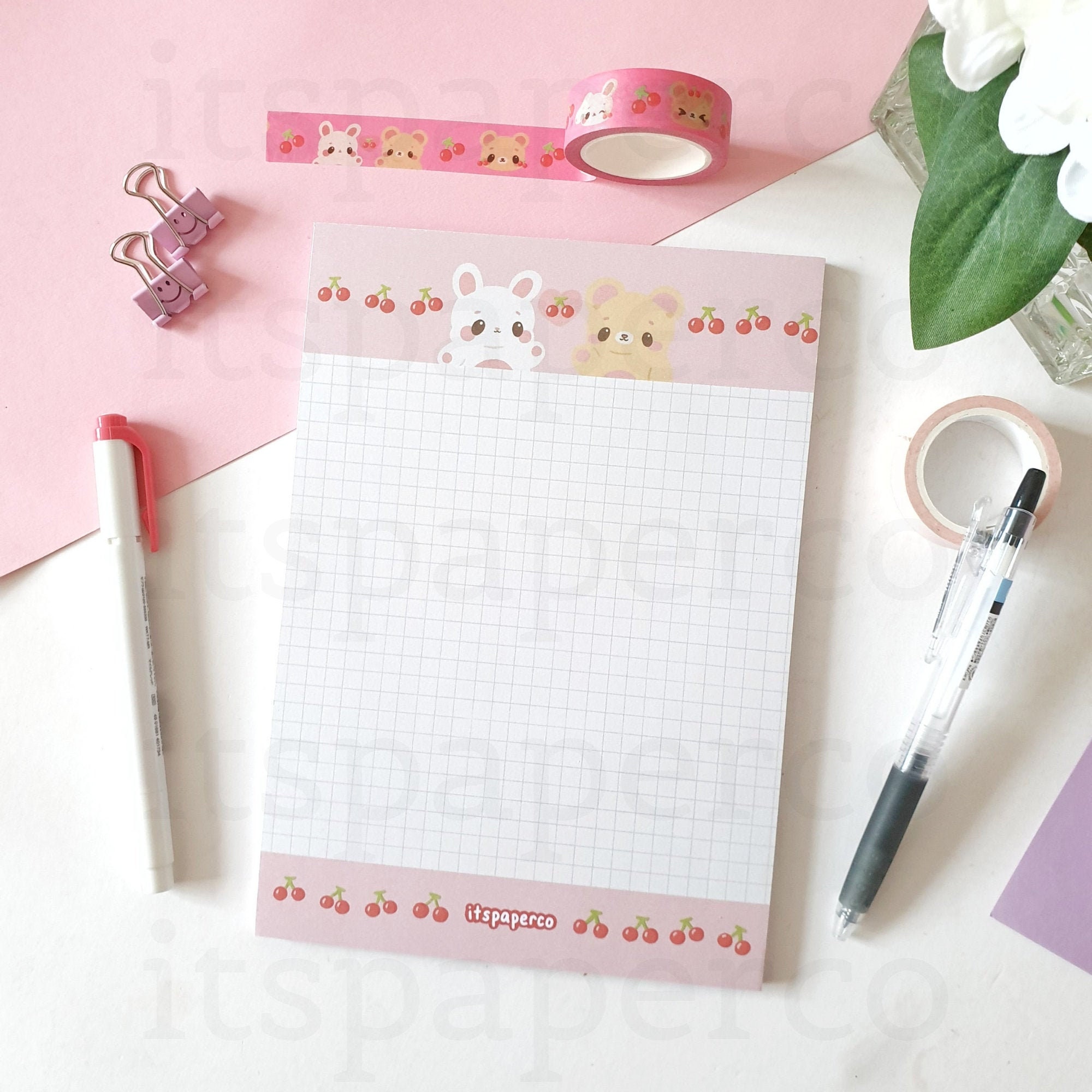 Cherry A5 Notepad Cute Notepad Cute Memo Pad Letter Paper | Etsy