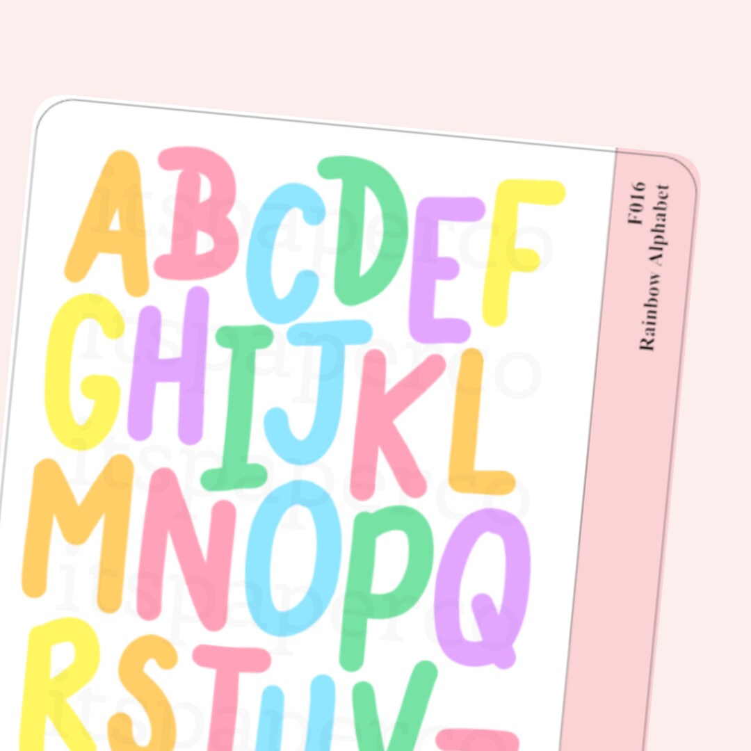 Rainbow Alphabet Letters Sticker Sheet Alphabet Stickers, Planner ...