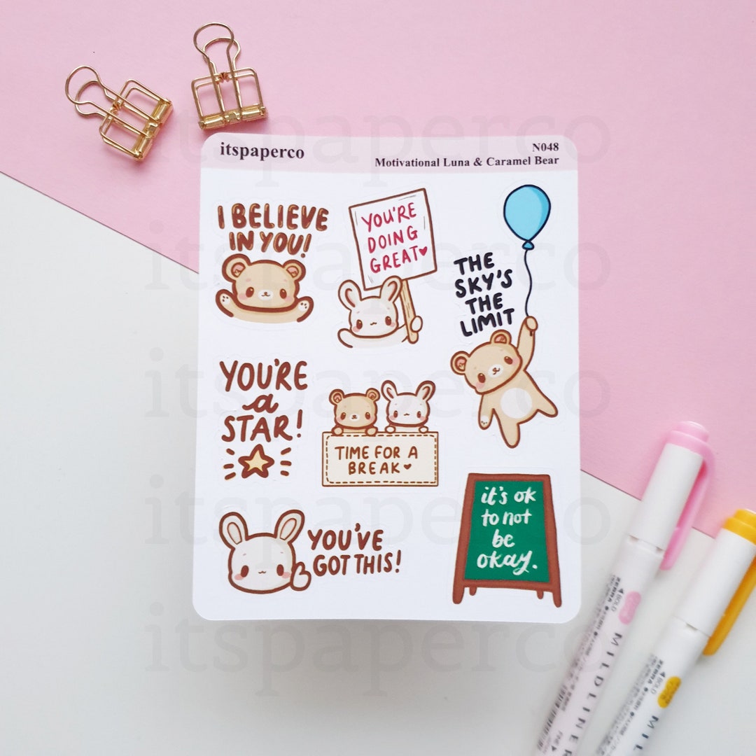 Cute Motivational Quote Sticker Sheet Planner Stickers, Bullet Journal ...
