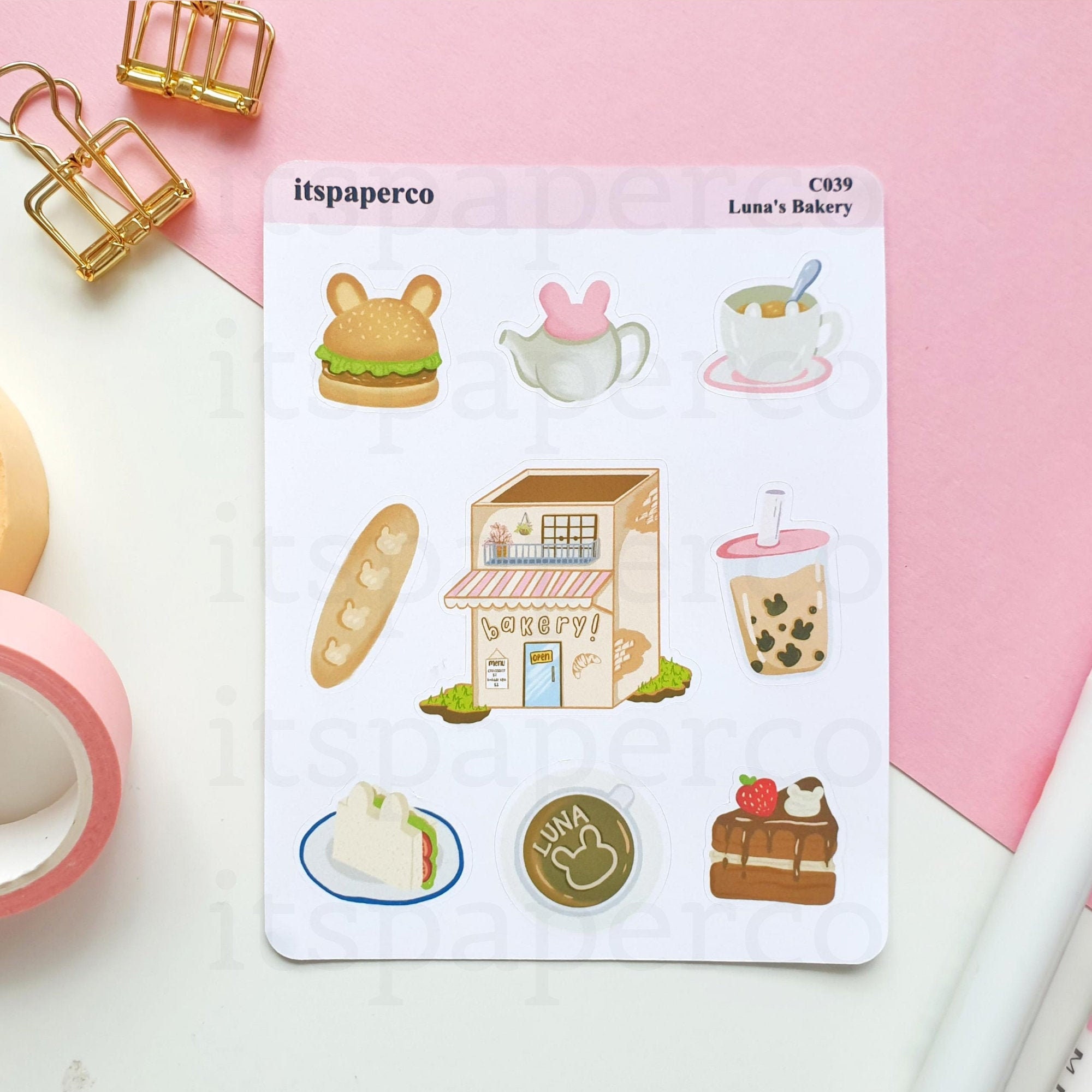 Little bakery Planner Sticker sheet food animals stationary journalling ...