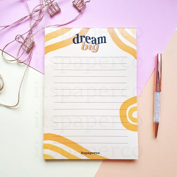 Dream Big Lined Notepad Cute Notepad Cute Stationery Etsy